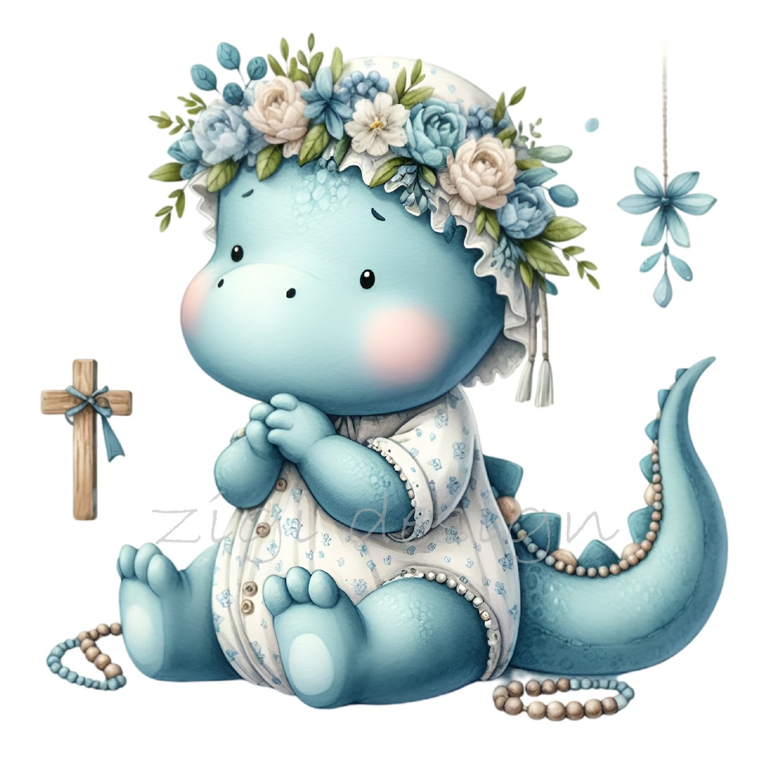 12 PNG Baptism Dinosaur – Baby Prayer Clipart for Christening Invites ...