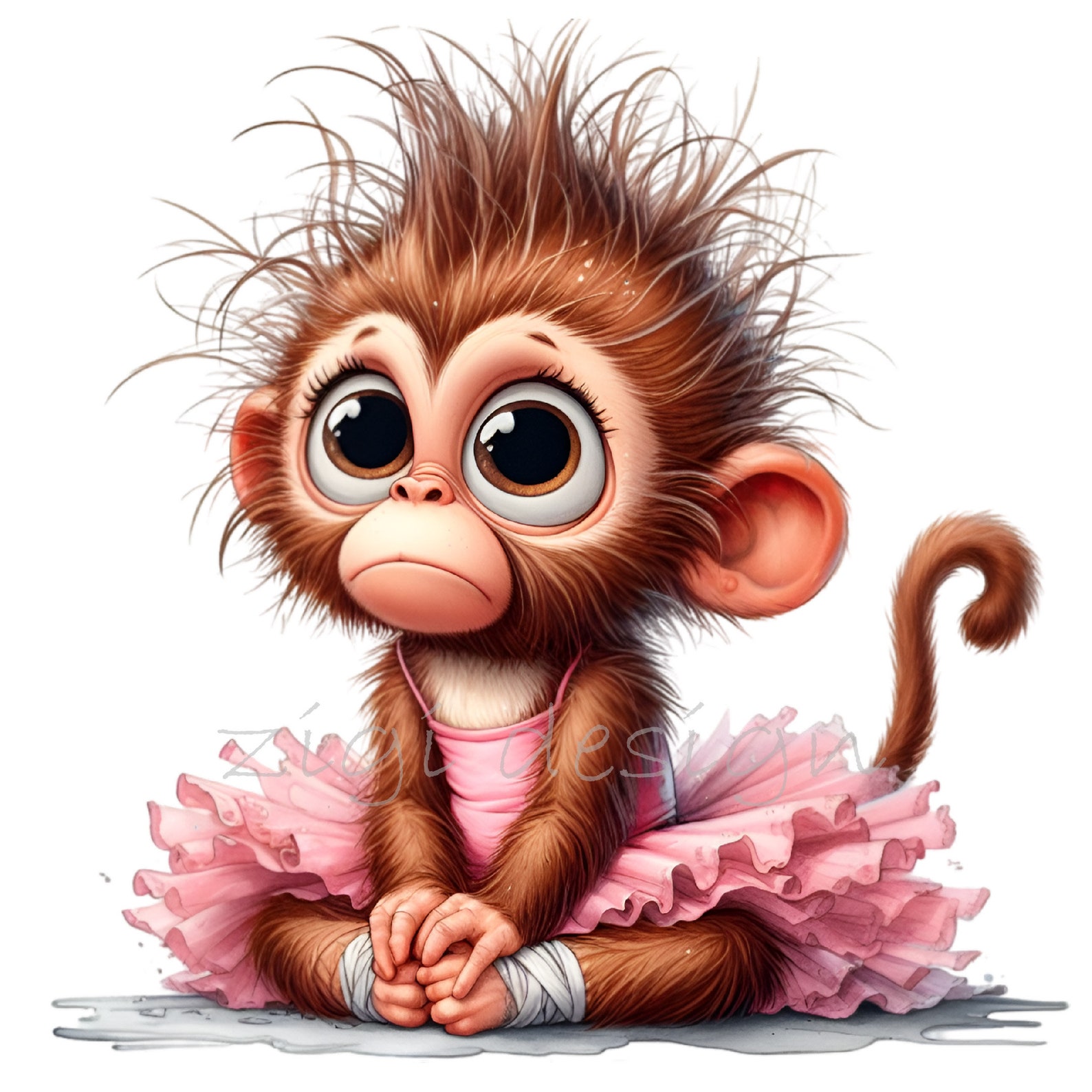 Monkey Ballerina Clipart, Chimpanzee Clip Art, 15 PNG Ballet Dancer ...