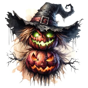 10 Haunted Pumpkin Scarecrow PNG Clipart, Spooky Jack O’lantern Stack ...