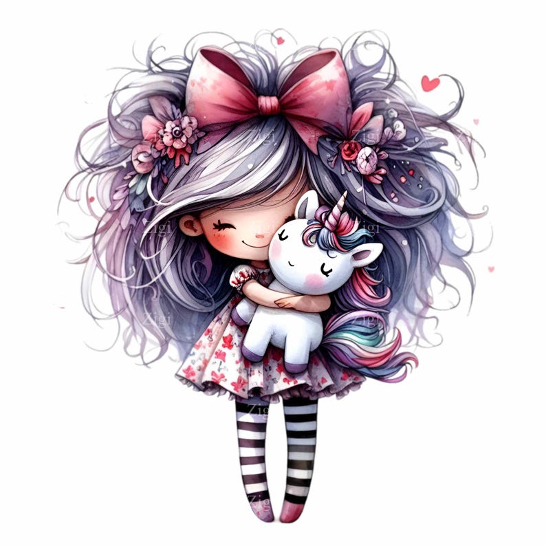 15 PNG Girl With Unicorn Clipart – Pastel Hug Png – Cute Art for ...