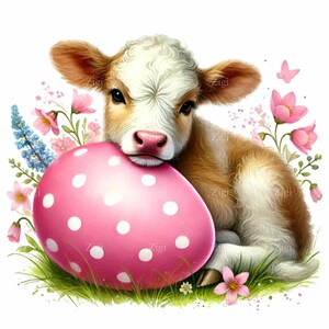 10 Calf PNG With Polka Dot Egg PNG Clipart – Whimsical Spring and ...