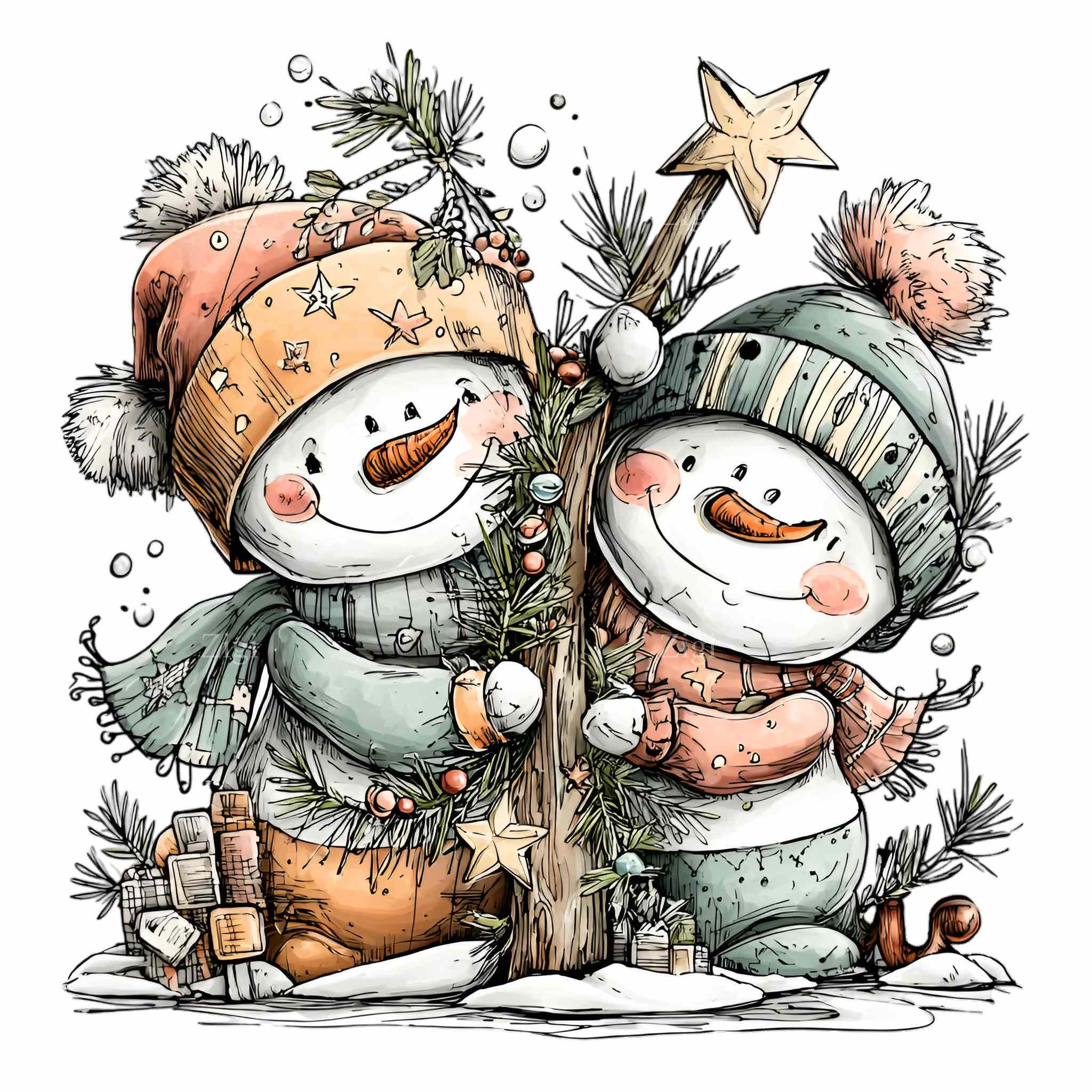 15 PNG Winter Snowman Clipart – Christmas Snowmen PNG – Holiday Art for ...