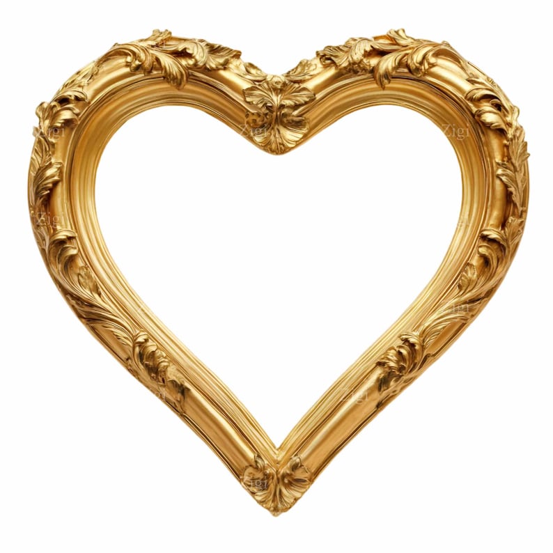 26 Gold Heart Frame PNG Clipart – Ornate Baroque Style Decorative Frame ...