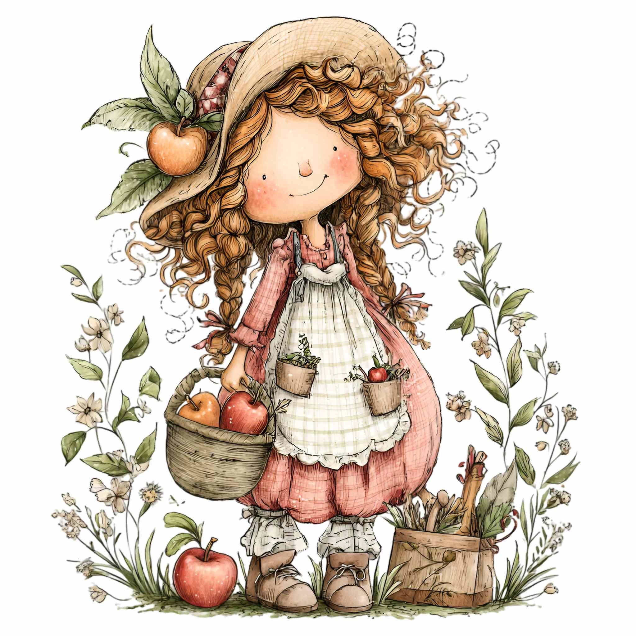 14 PNG Harvest Girl Clipart – Autumn Farm PNG – Digital Download for ...