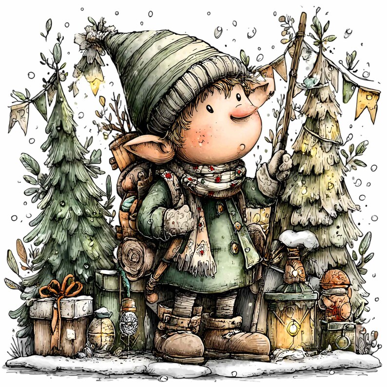 11 PNG Christmas Elf PNG – Festive Forest Clipart – Holiday Winter Art ...