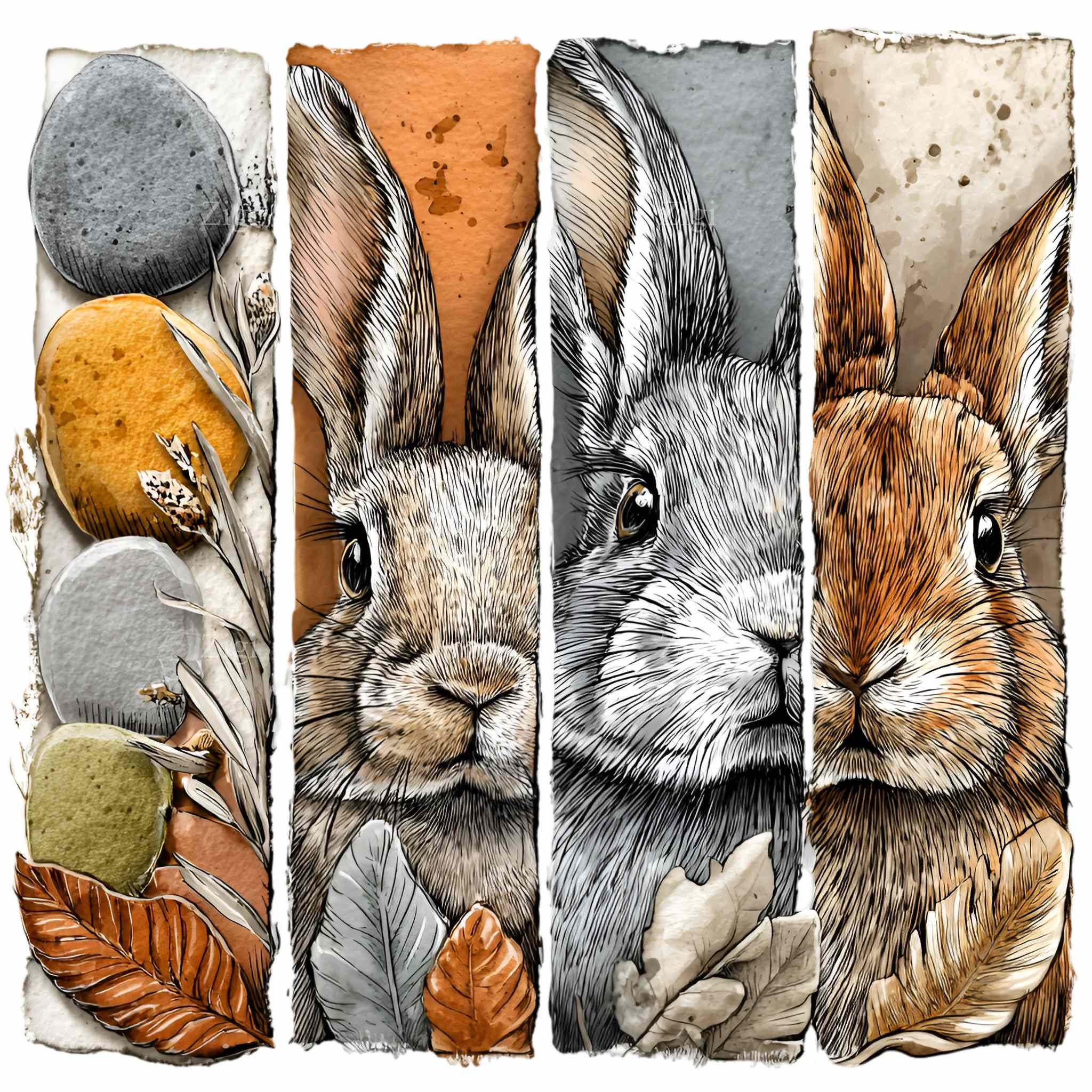 10 PNG Woodland Bunny, Botanical Rabbit Clipart, Watercolor Animal ...