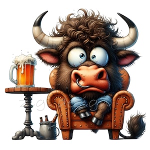 15 PNG Funny Drunk Cow Cartoon Clipart, Alcohol Bull Humorous - Etsy