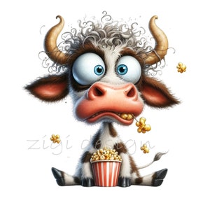 Comics Cow Eating Popcorn Clipart, 10 PNG Funny Farm Animal Cartoon ...