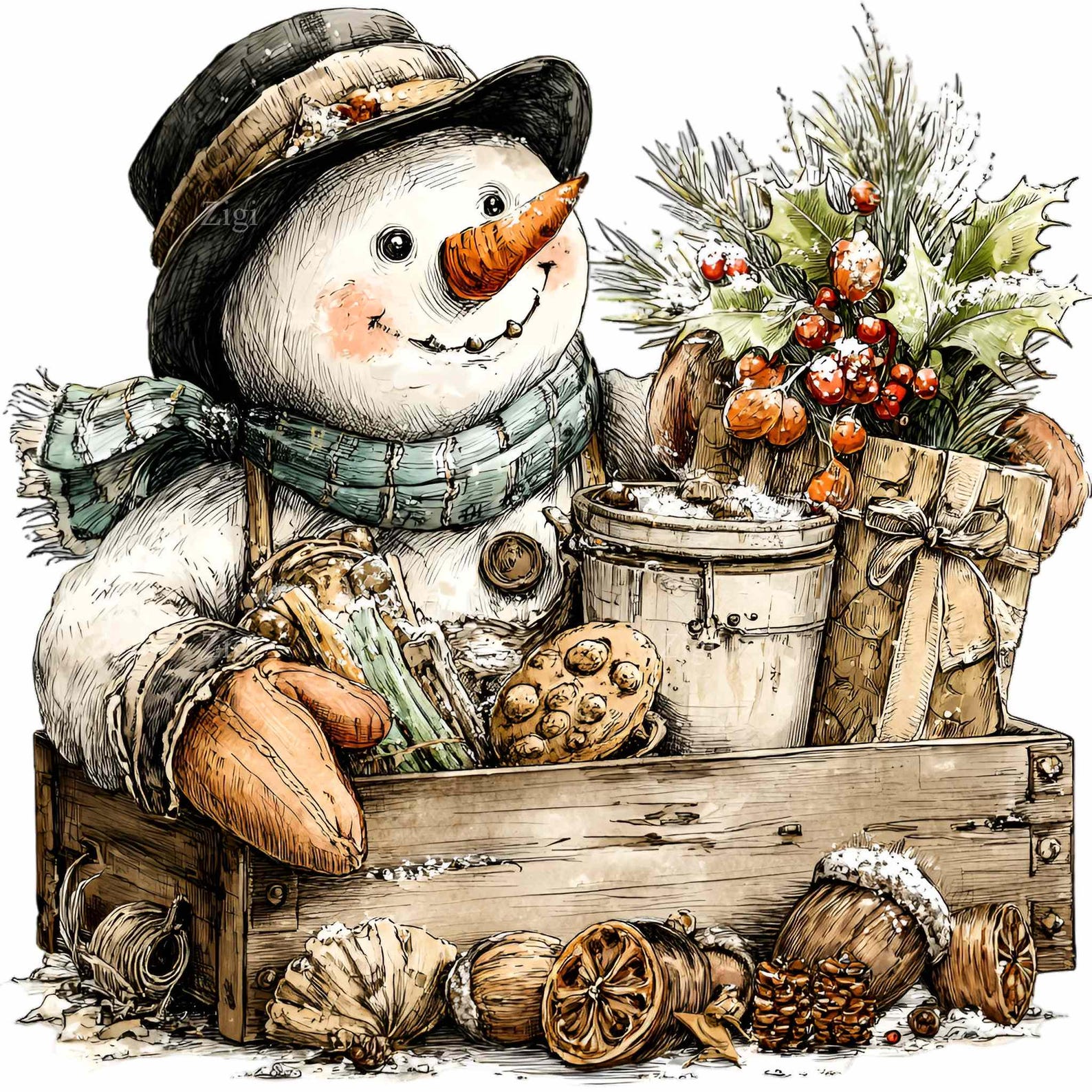 10 PNG Holiday Snowman Clipart – Christmas Cookie PNG – Cute Winter ...