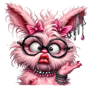 Pink Bunny Clipart 14 PNG - Cute Rabbit With Glasses and Jewelry ...