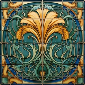 Art Nouveau Tile Clipart Bundle, 10 Ceramic Tile Cloip Art Deco Digital ...