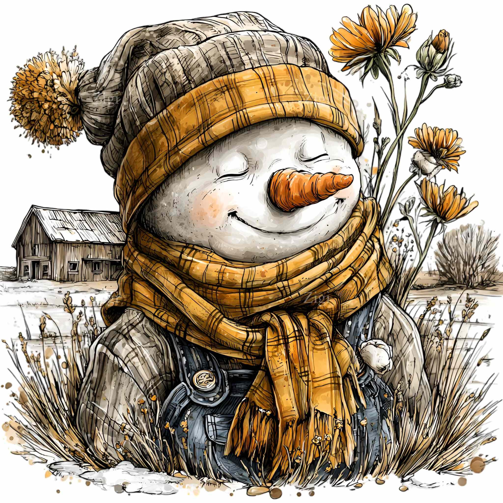 10 PNG Farm Winter Snowman – Snowman PNG Clipart – Rustic Country ...