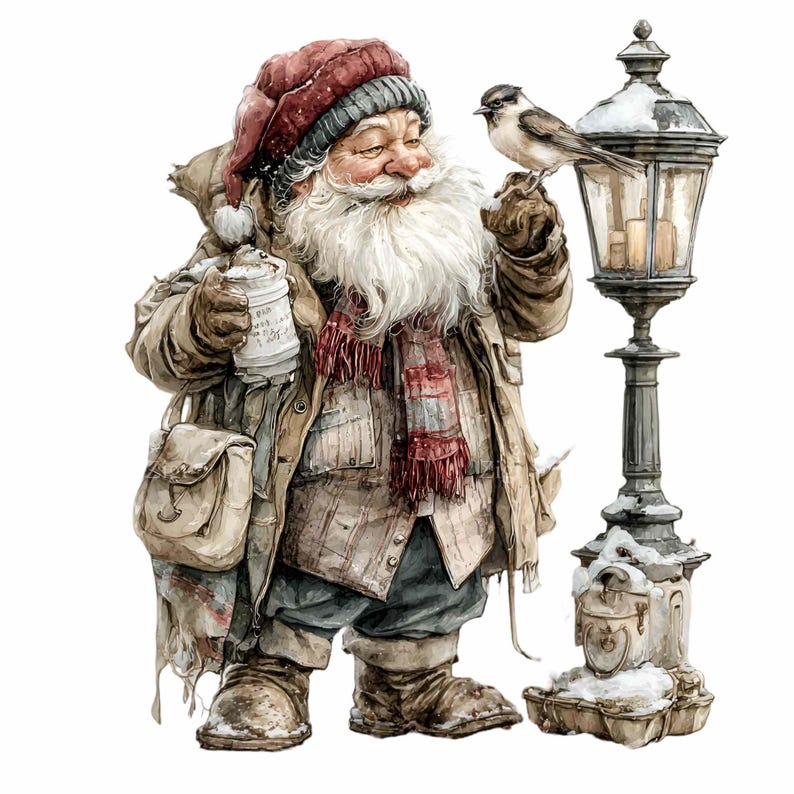 16 PNG Woodland Santa Clipart – Christmas PNG Illustration – Rustic ...