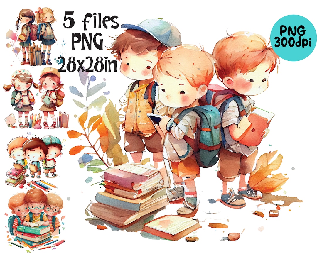 Education Clipart Watercolor Kids School PNG Sublimation - Etsy UK