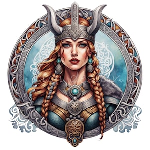 Viking Clipart Bundle, 15 PNG Watercolor Nordic Scandinavian Woman ...