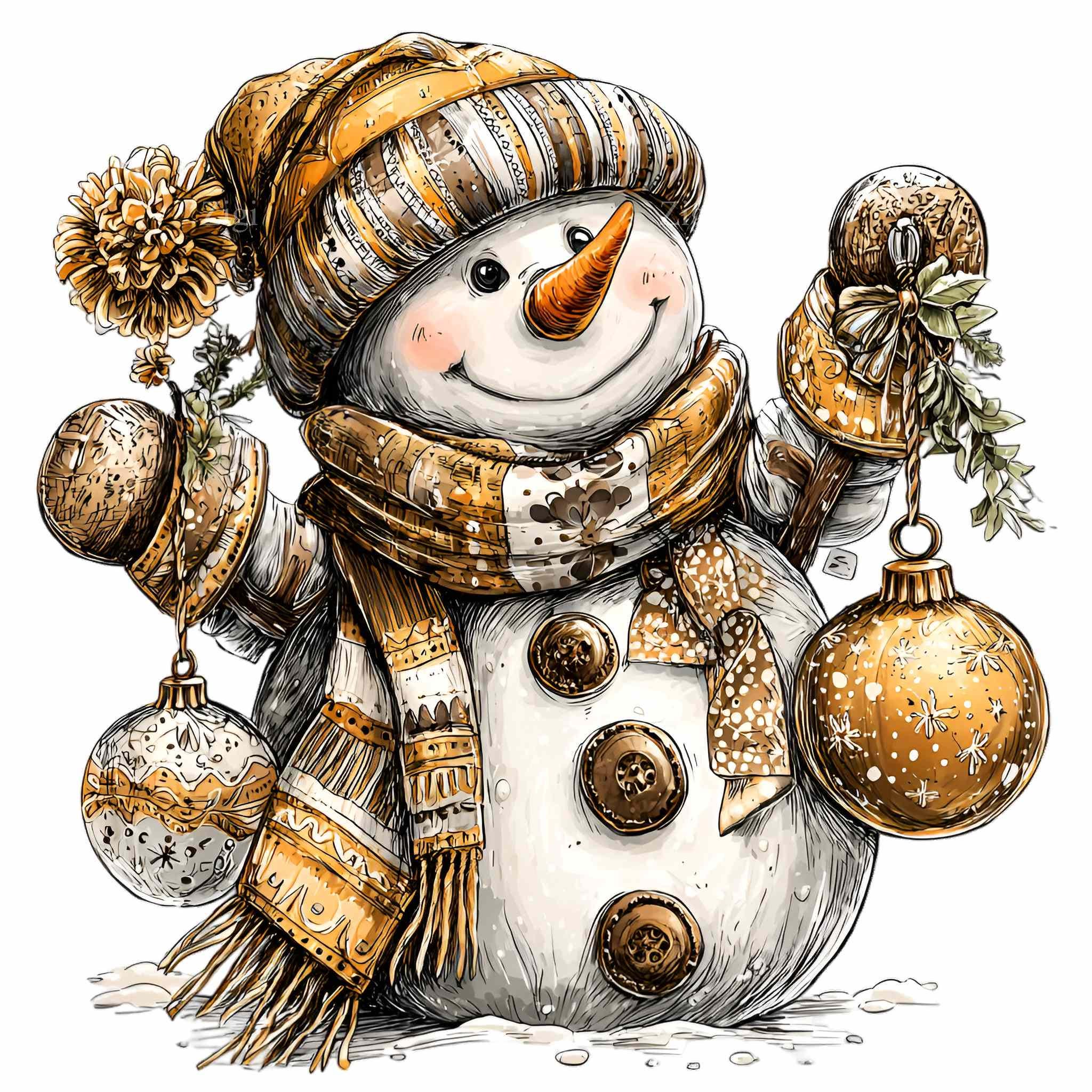 14 PNG Golden Snowman PNG Clipart – Elegant Snowman With Gold Hat and ...