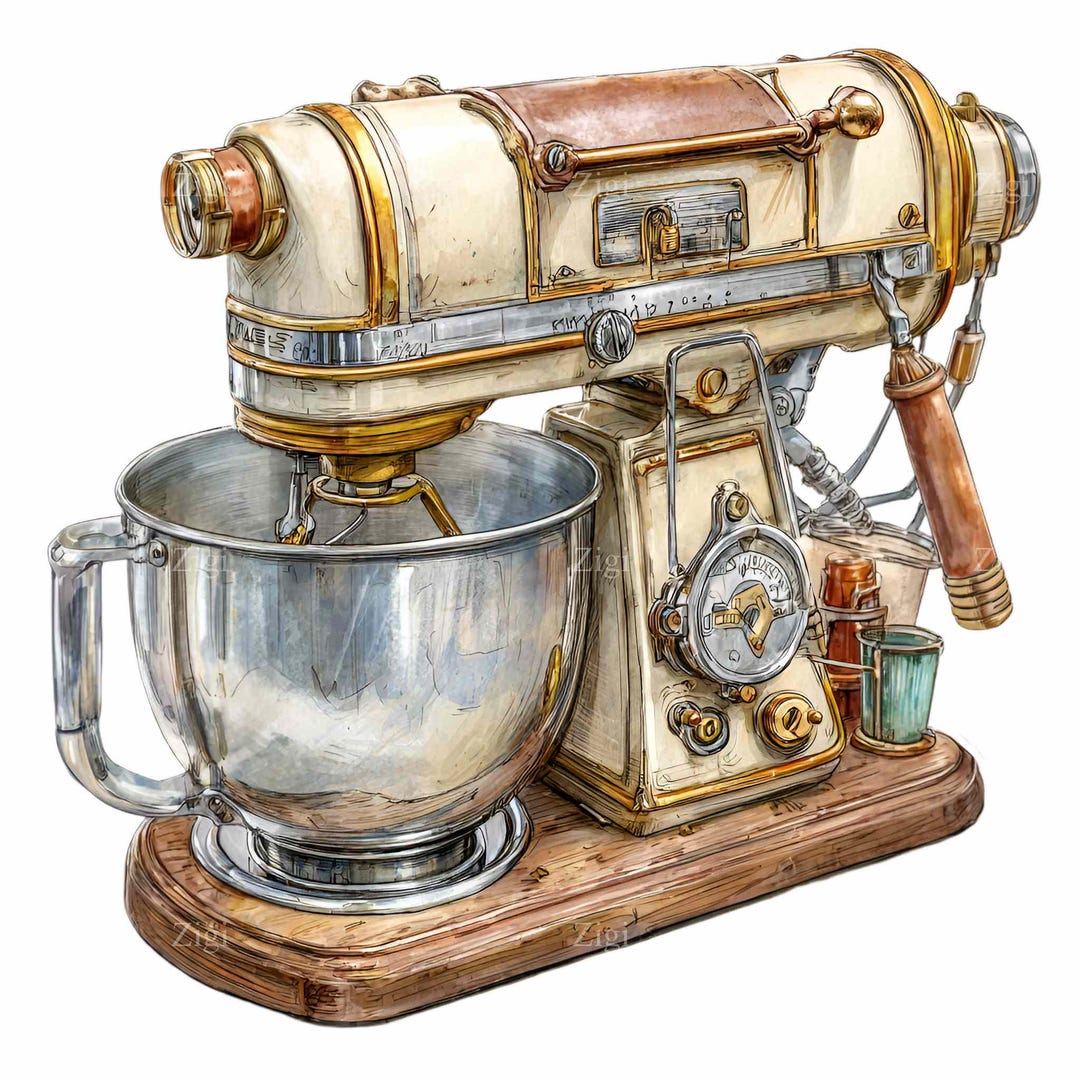 15 PNG Vintage Stand Mixer Clipart, Watercolor Kitchen Appliance ...