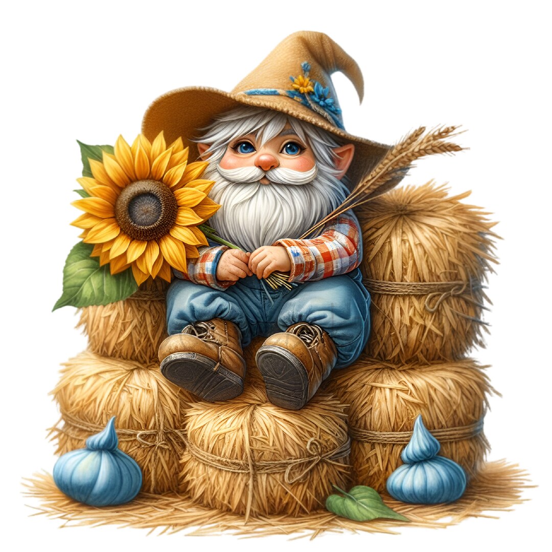 10 PNG Harvest Gnome Clipart – Fall Sunflower PNG – Cute Rustic Gnome ...