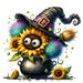 Sunflower Witch Clipart Adorable Halloween 14 PNG Illustration With ...