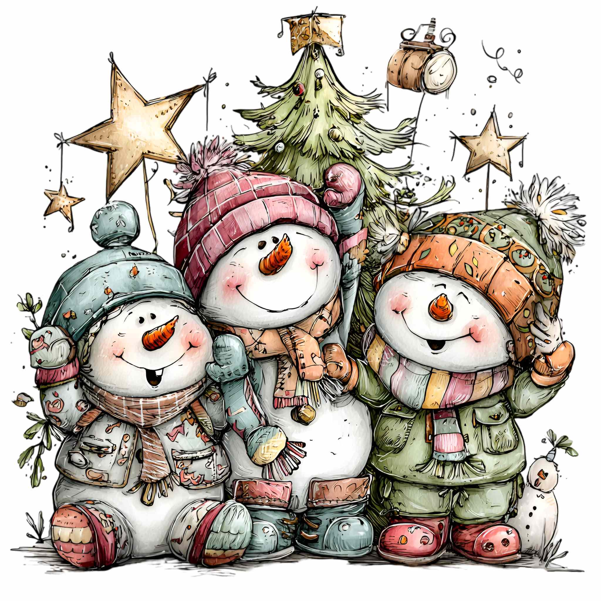 10 PNG Christmas Snowmen Clipart – Cute Winter Holiday PNG – Festive ...