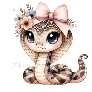 Floral Snake Clipart With Bow - High-resolution 15 PNG for Scrapbooking ...