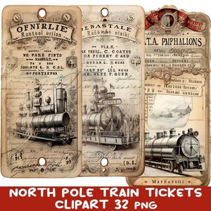Ephemera Tickets Clipart Bundle 32 PNG Scrapbooking Vintage North Pole ...