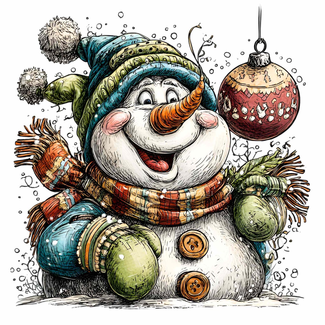 15 PNG Colorful Christmas Snowman Clipart – Festive PNG With Ornaments ...