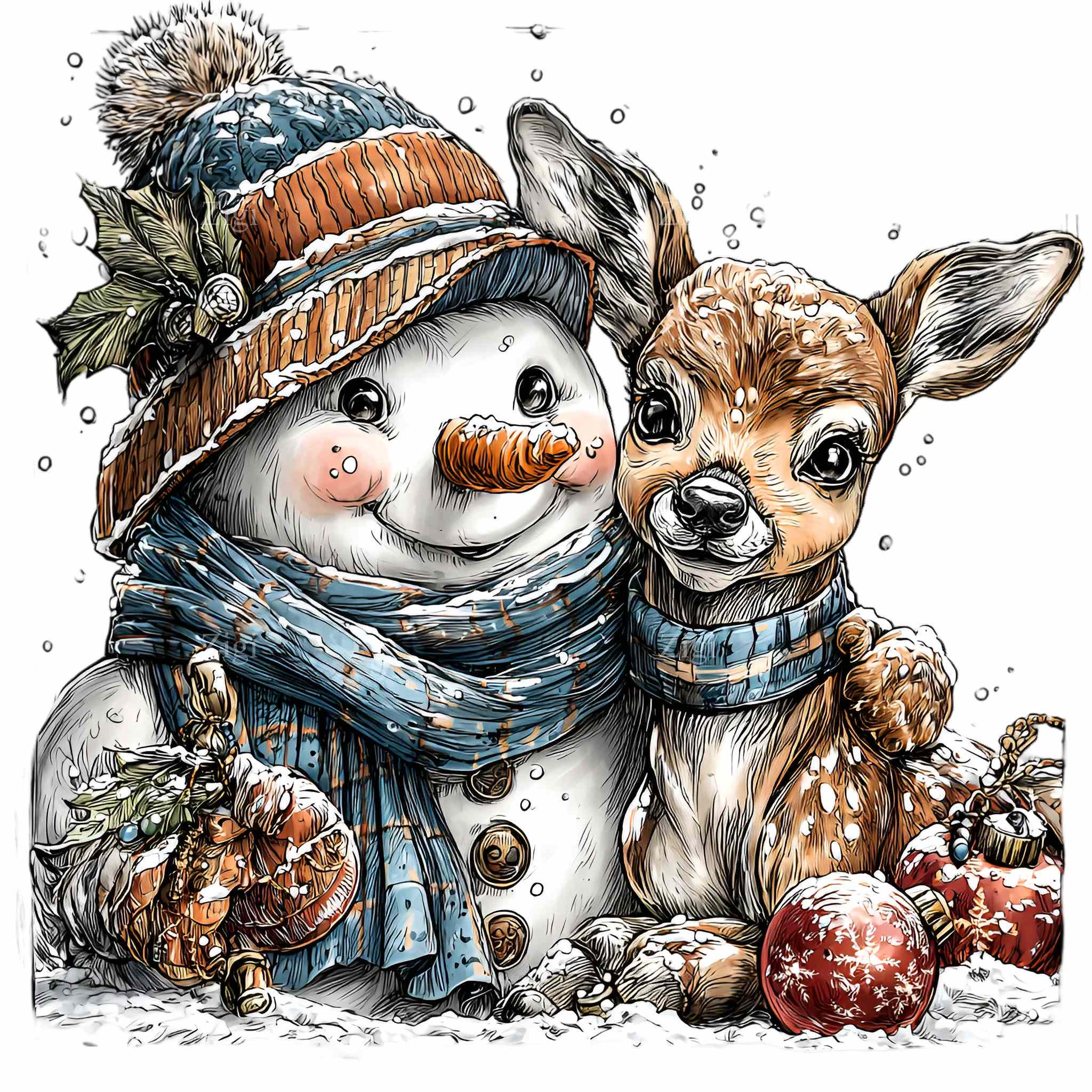 10 PNG Winter Friends – Snowman and Deer PNG Clipart – Christmas Art ...