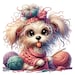 Puppy Clipart, 15 PNG Yarn Ball Dog Knitting Clipart, Crochet Clipart ...