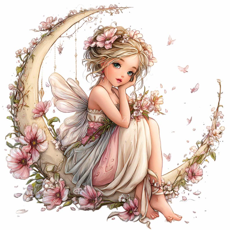 15 PNG Moon Fairy Clipart Illustration for Crafts, Posters, Cardmaking ...