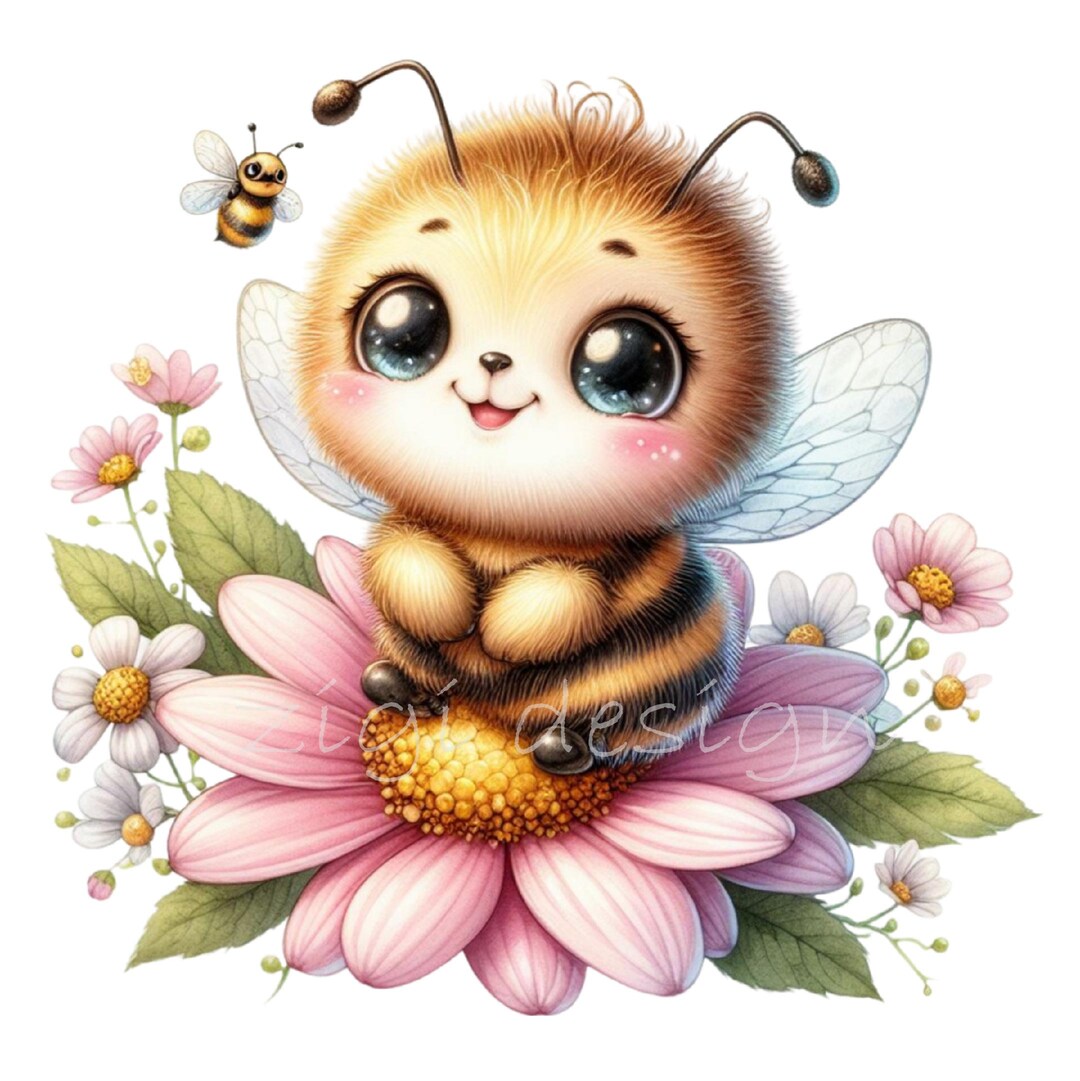 14 PNG Bumblebee Clipart, Honey Bee Flower Illustration, Garden Nursery ...