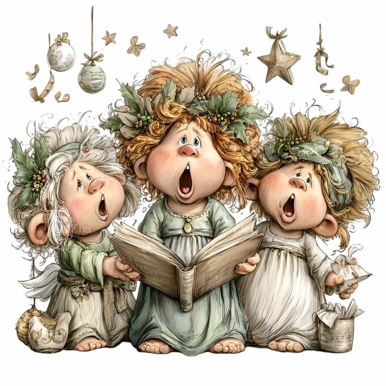 15 PNG Caroling Angels Clipart – Christmas Kids PNG – Cute Holiday ...