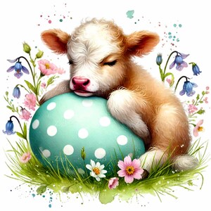 10 Calf PNG With Polka Dot Egg PNG Clipart – Whimsical Spring and ...
