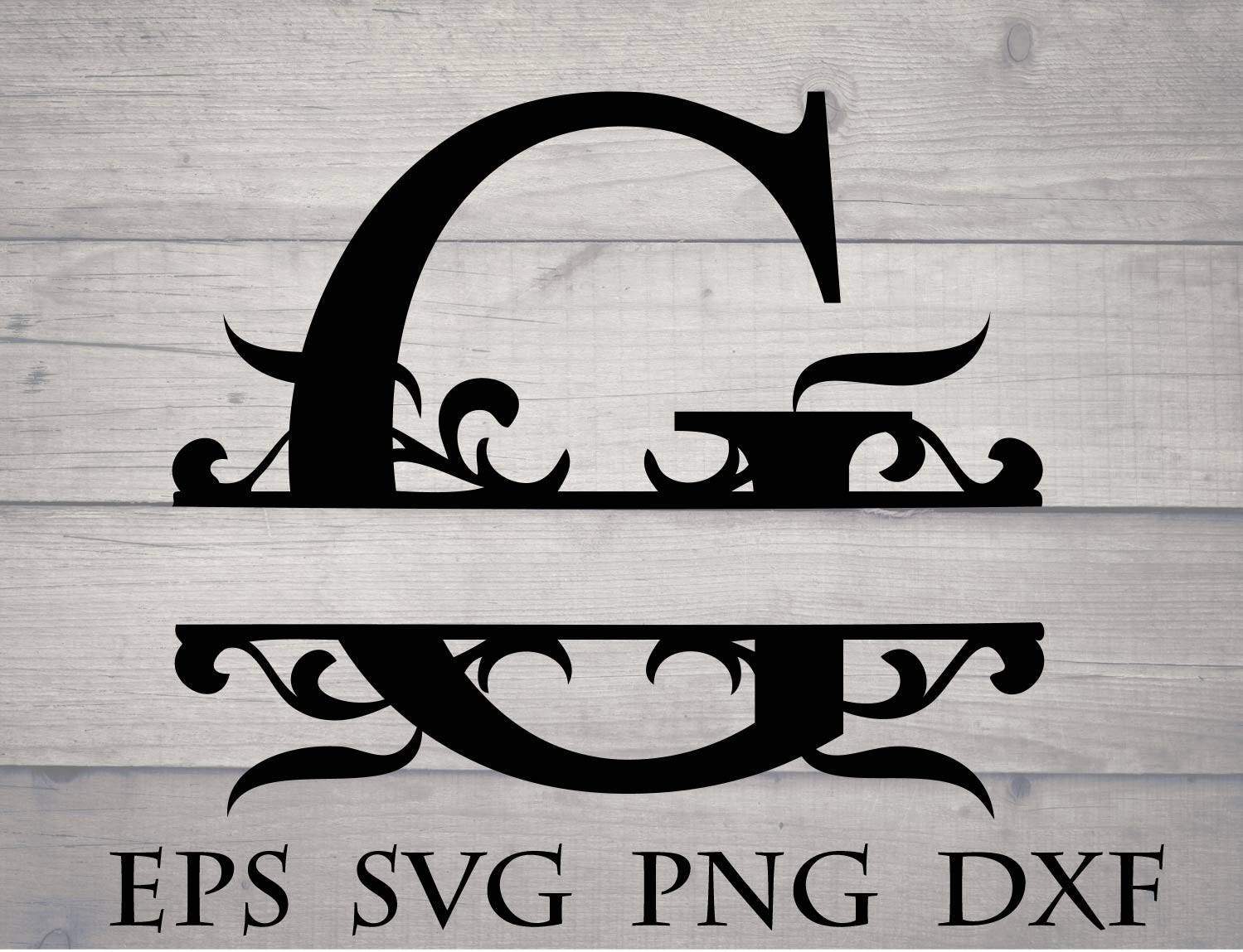 Split Initial Svg Split Letter G Monogram Svg Split Etsy