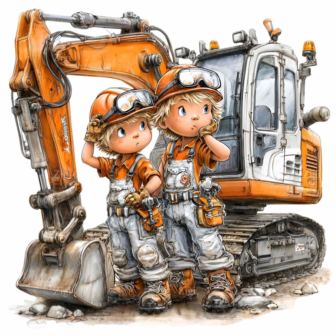 15 PNG Construction Kids Clipart – Excavator Children Illustration ...