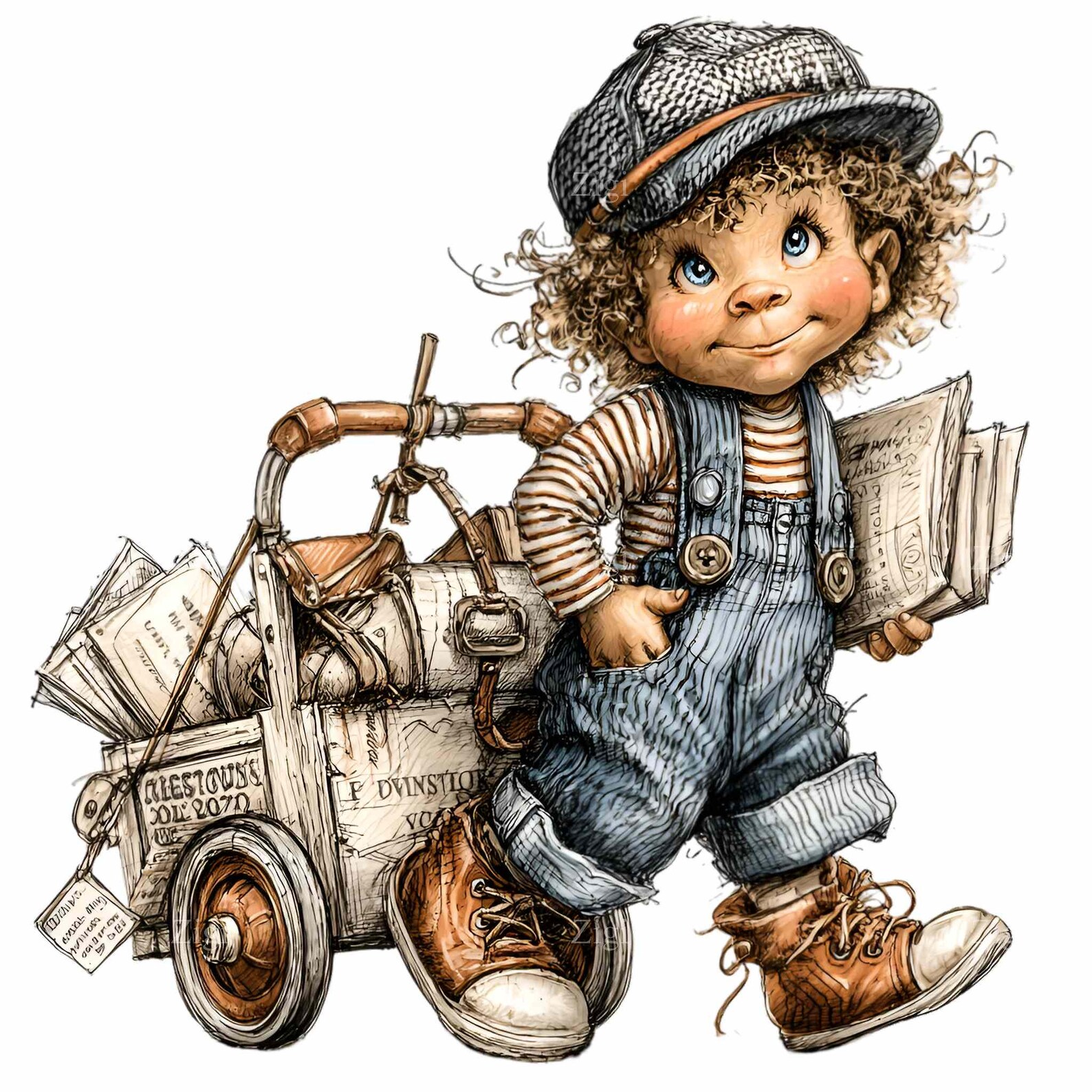 15 PNG Vintage Paperboy Clipart – Retro Delivery Boy Illustration ...