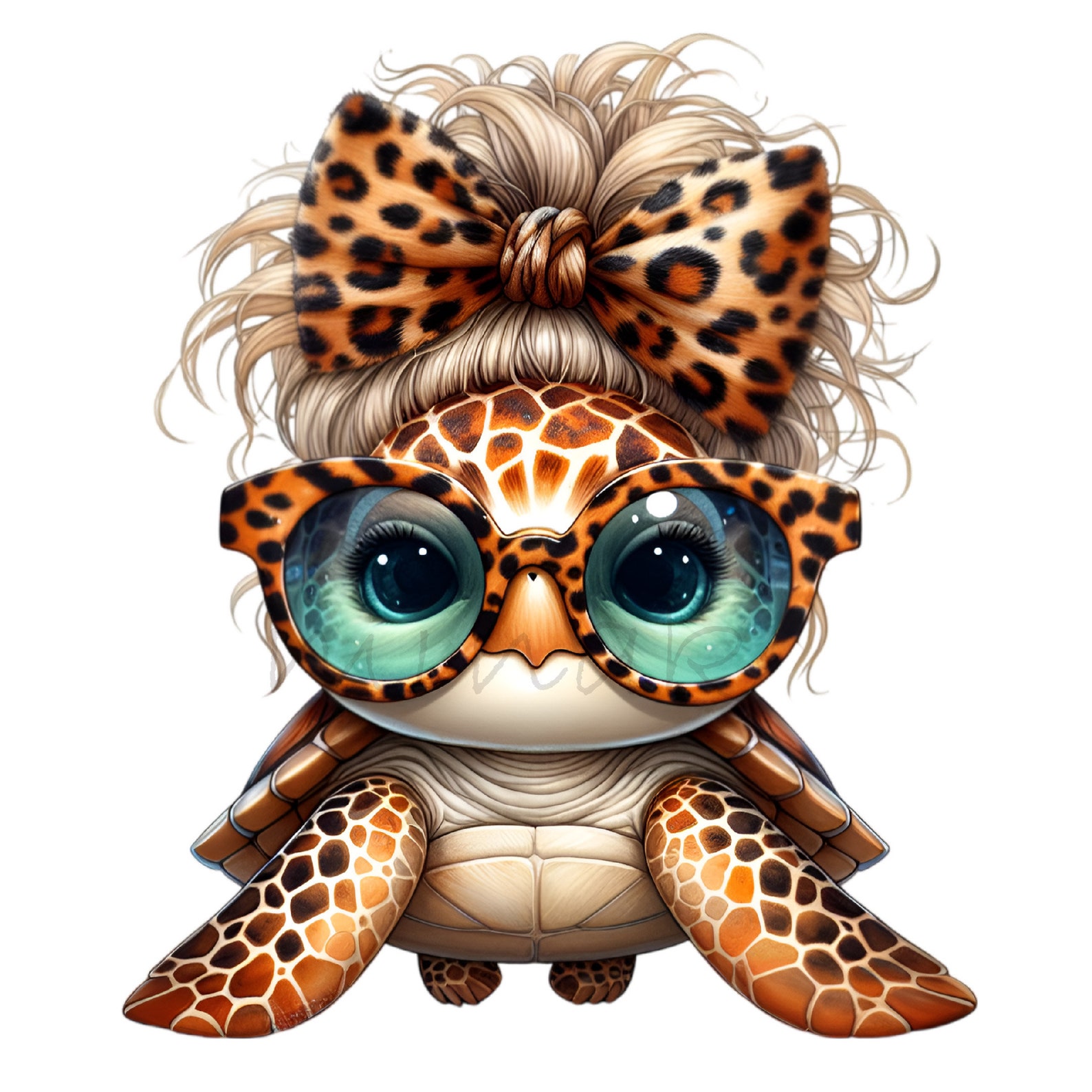 Sea Turtle Clip Art, Leopard Bow Clipart, 12 PNG Baby Animal Print ...