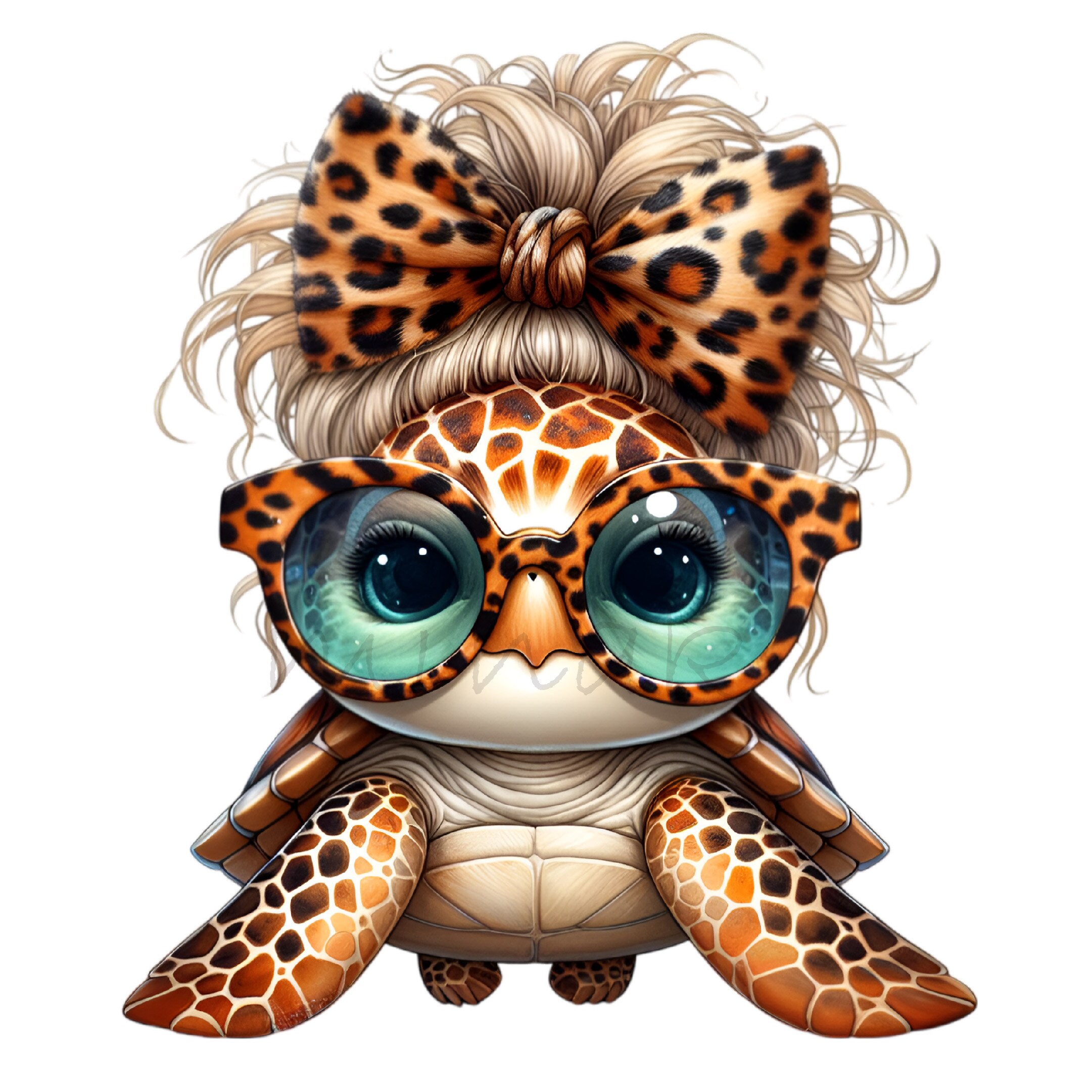 Sea Turtle Clip Art, Leopard Bow Clipart, 12 PNG Baby Animal Print ...