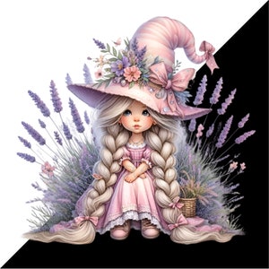 Girl Clipart, Gnome Clip Art, 15 PNG Spring Floral Lavender Purple ...