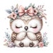 Cute Owl Clipart, 12 Pastel Floral Owl With Bow PNG, Whimsical Nursery ...