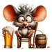 12 PNG Funny Drunk Mouse Clipart – Cartoon Bar Animal Illustration ...