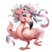 12 Cute Flamingo PNG Clipart – Pink Baby Flamingo Winking With Floral ...