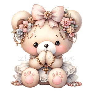 Praying Clipart, Christian Clipart, Bear Clip Art, 12 PNG Watercolor ...