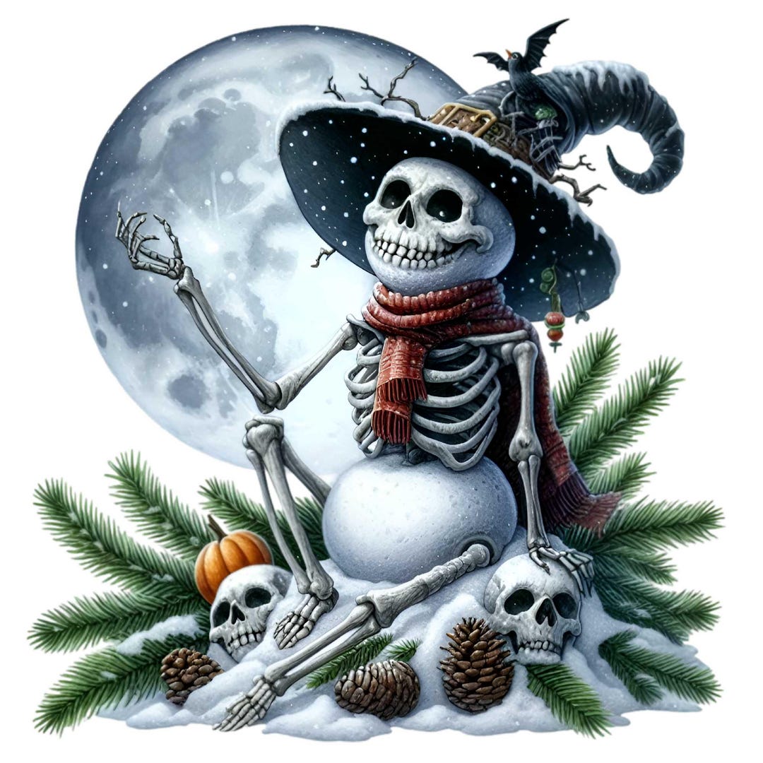 15 PNG Witch Skeleton Snowman PNG – Halloween Winter Clipart – Gothic ...