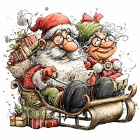 Mr and Mrs Claus Clipart, Santa, Christmas, Love and Romance, Holiday ...