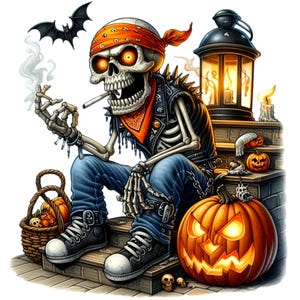 10 Halloween Skeleton Biker PNG, Spooky Motorcycle Skeleton Clipart ...