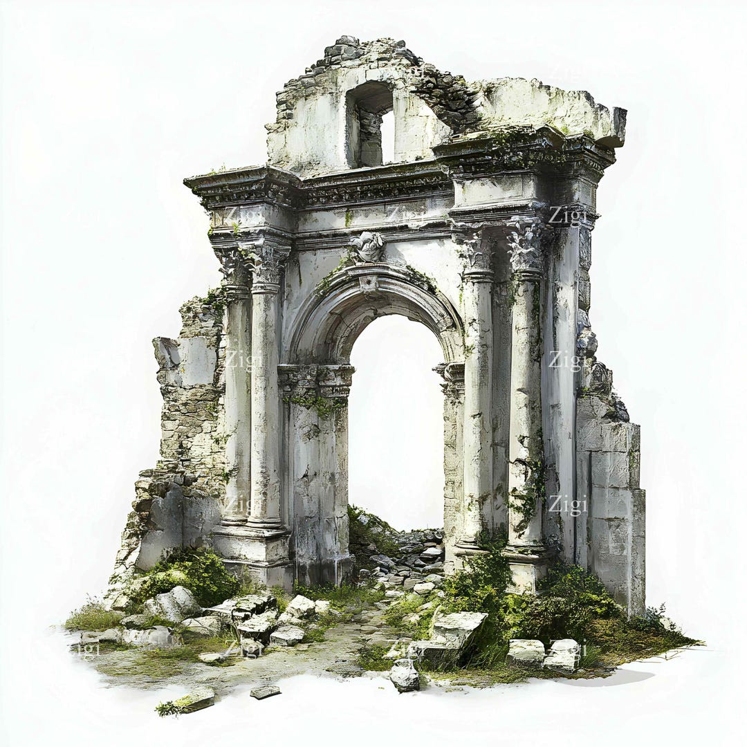 16 JPG Ancient Stone Arch Ruins Clipart, Watercolor Historic ...