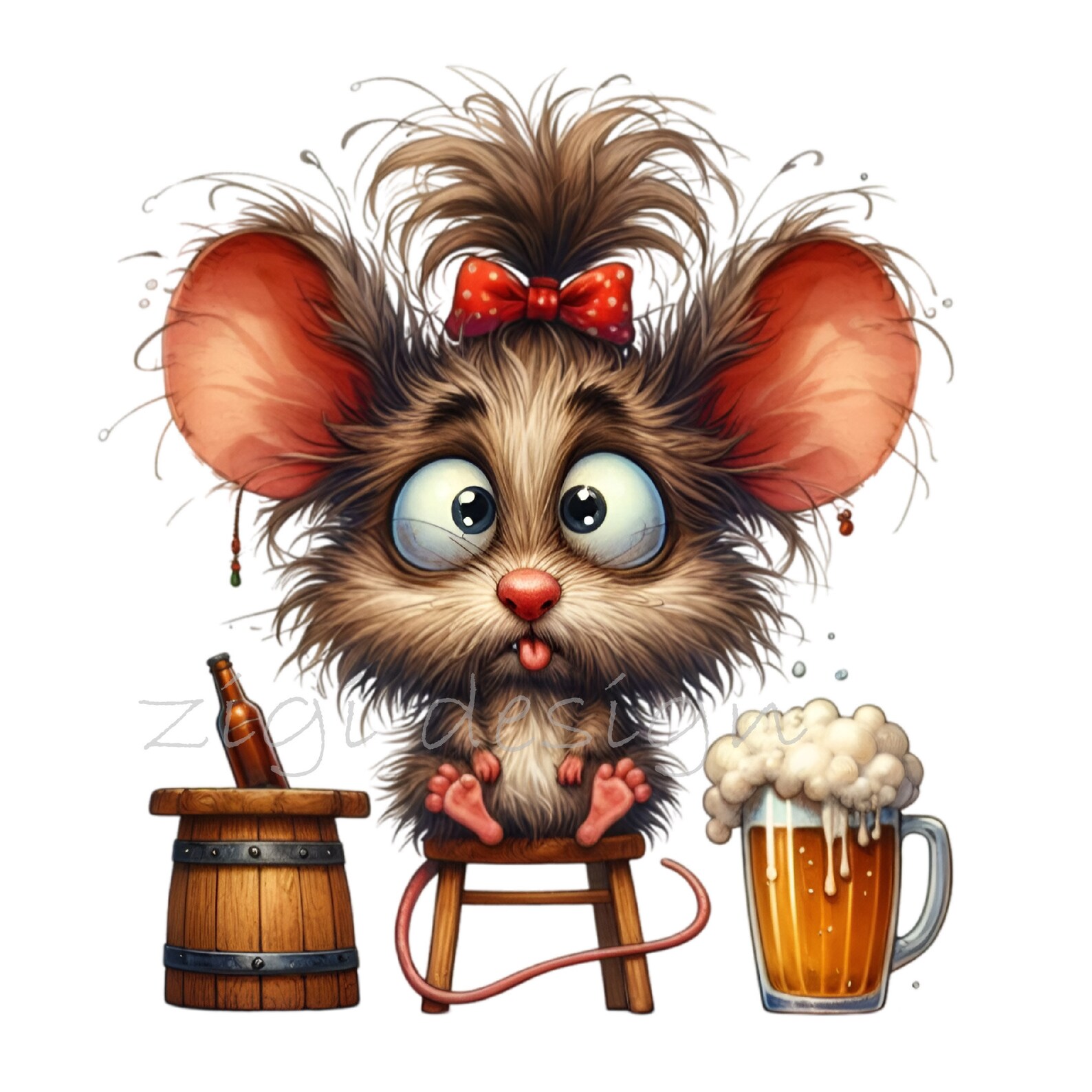 12 PNG Funny Drunk Mouse Clipart – Cartoon Bar Animal Illustration ...