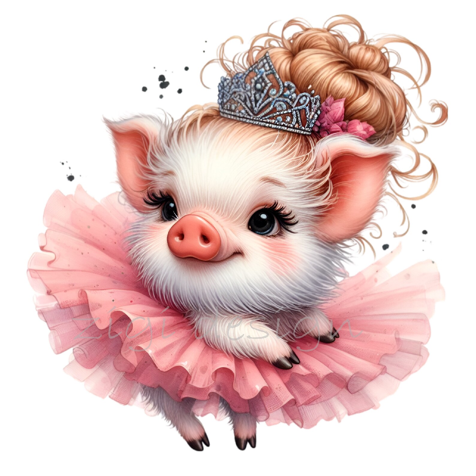 12 PNG Princess Piglet Clipart – Baby Pig in Tutu PNG – Cute Ballerina ...