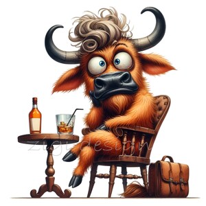 Drunk Cow Clipart, 12 PNG Bull Alcohol Humorous Funny Cartoon Images ...
